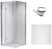 BPS-koupelny Čtvercový sprchový kout HYD-SK1390A 80x80 chrom/transparent + vanička HYD-SSV-ST02A bílá
