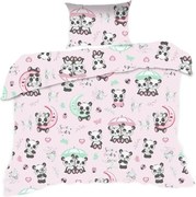 KARO Bavlněné povlečení 90x120 669K panda růžová barva Děti 24 s povlakem na polštář 40x60