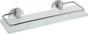 Sapho Sapho, X-ROUND E polička skleněná s výklopnou hrazdou 300x130mm, mléčné sklo, chrom, XR607