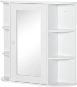 HOMCOM zrcadlová skříňka koupelnová zrcadlová nástěnná skříňka s 8 přihrádkami víceúčelová skříňka bílá 66x17x63cm do koupelny | Aosom.de