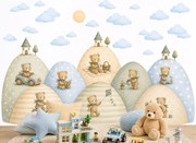 Medvídci na kopcích samolepící tapety do dětského pokoje arch 75 x 37 cm