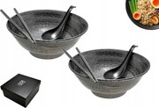 Sada 2 misek se lžícemi a hůlkami Ramen Uzu Black 22 cm 1100 ml Box