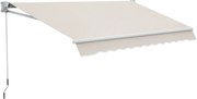 Ruční výsuvná markýza Outsunny 200x250 cm s kovovou klikou, voděodolná a s anti-UV ochranou pro zahradní terasy a okna | Aosom