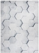 Dywany Łuszczów, Kusový koberec ANDRE Hexagon 3D 1180, 120x170, šedá, chodba / předsíň