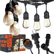 LED Venkovní dekorační řetěz 30xE27/1W/230V 16,44 m IP44 černá
