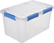 Box s víkem EZY vodotěsný, 57,8 × 38,2 × 31,8 cm, 50 l, transparentní
