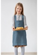 Dětská modrá lněná zástěra Linen Tales Pinafore, 72 x 45 cm