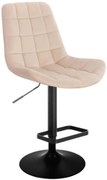 LuxuryForm DESIGN Barová židle PARIS VELUR na černé kulaté podstavě - krémová