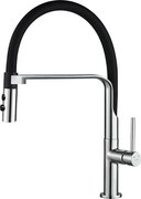 Kuchinox Siluetto, vysoká dřezová baterie s elastickým ramenem, chromová-černá matná, LAV-BQU_778D