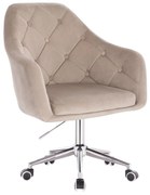 LuxuryForm DESIGN Otočné křeslo ANDORA VELUR na stříbrné podstavě s kolečky - latte