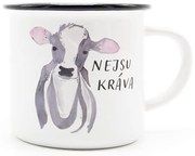 Keramický hrnek Nejsu kráva, 250 ml – s humorným motivem krávy, autorský design, ve stylu plecháčku