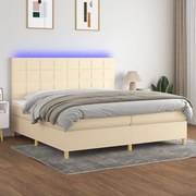 Box spring postel s matrací a LED krémová 200x200 cm textil 3135466