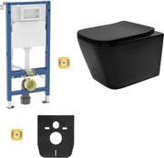 Závěsný set GEBERIT Duofix Basic+ WC mísa Erga Mery+ 51x36 cm + WC sedátko, černá, GEBERIT-MERY-TO2-BK-SET