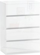 HOMCOM Komoda se 4 zásuvkami Moderní komoda do ložnice s bezpečnostním designem 55x33x80 cm Jasně bílá | Aosom