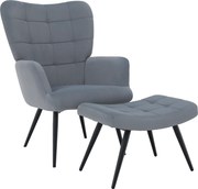 Křeslo s podnoží, šedá Velvet látka/černá, HABEN