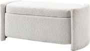 HOMCOM Sedací lavice, postelová lavice s úložným prostorem, čalouněná lavice s víkem, sametový vzhled, úložná lavice, krémová, 105 x 44 x 45,5 cm | A…