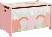 Kufry ZONEKIZ pro ukládání hraček pro děti 3-8 let s 2 úchyty a potiskem lišky, nosnost 20 kg, 60x37x39 cm, růžová | Aosom