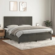 Box Spring Postel S Matrací Samet Tmavě Šedá Hladký design 200 x 200 cm