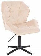 LuxuryForm DESIGN Otočná židle MILANO MAX VELUR na černém kříži - krémová