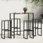 5Dílný Zahradní Barový Set Černý Práškově Lakovaná Ocel - 6 / 100 x 100 x 110 cm