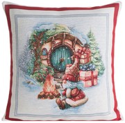 VÁNOČNÍ GOBELÍNOVÁ DEKORAČNÍ POVLAK NA POLŠTÁŘ XMAS2 45X45 CM VZOROVANÁ