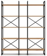 Černý/přírodní regál v dekoru dubu 144x175 cm Dusan – Marckeric