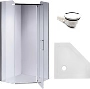 BPS-koupelny Pětiúhelníkový sprchový kout HYD-PK91A 80x80 chrom/transparent + vanička HYD-PSV-ST07A bílá