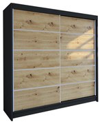 Šatní skříň TALIN IV šířka 180 cm - černá/dub artisan