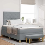 Postel s boxspringem s čelo Světle šedá 190 x 120 cm textil 3344359