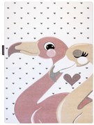 Dywany Łuszczów, Dětský kusový koberec Petit Flamingos hearts cream, 160x220, růžová, dětský pokoj