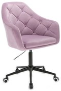 LuxuryForm DESIGN Otočné křeslo ANDORA VELUR na černé podstavě s kolečky - levandule