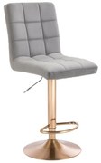 LuxuryForm DESIGN Barová židle TOLEDO VELUR na zlaté kulaté podstavě - světle šedá