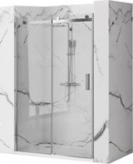 Jednokřídlé posuvné sprchové dveře REA NIXON-2 LEVÉ 120 cm pro instalaci do niky, chrom/transparent - bez vaničky