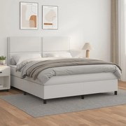 Box spring postel s matrací bílá 180x200 cm umělá kůže