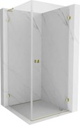 Mexen Lunar-B L výklopný sprchový kout pravý 70 x 70 cm, čiré sklo, zlatá lesklá, 832L-070-070-50-00-P