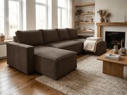 Tmavě hnědá sedací souprava do U SMART COSARO 295x140 cm