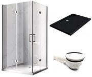 BPS-koupelny Obdélníkový sprchový kout HYD-OK13A 100x90 chrom/transparent + vanička HYD-OSV-ST04A černá