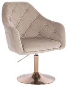 LuxuryForm DESIGN Otočné křeslo ANDORA VELUR na zlatém talíři - latte