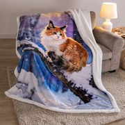 Beránková deka SNOW CAT 140 x 200 cm