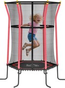 HOMCOM Dětský Trampolína Ø163,5 cm, Vnitřní Trampolína s Ochrannou Síťkou a Krytem přes Okraj, Dětská Trampolína do 50 kg, pro Děti 3-10 let Červená |
