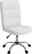 Vinsetto Otočné Kancelářské Křeslo Bez Područek, Umělá Kůže s Nastavitelnou Výškou, Moderní Styl, Nosnost 120 kg, 45x59x90-100 cm, Bílá | Aosom