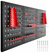 Kovový nástěnný organizér na nářadí s háčky a úložným prostorem