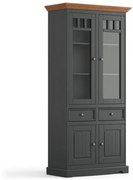 Massive home | Belluno Elegante velká grafitová vitrína 2D z masivu s dubovou deskou