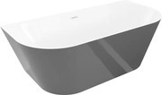 Mexen Oval Slim, volně stojící vana ke zdi, 170 x 80 cm, bílá-šedá, bílý přepad, 52661708062-20