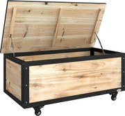 Outsunny zahradní box dřevěný úložný box 121L úložný box na kolečkách, úložný box odolný proti povětrnostním vlivům na balkon, terasu, do přírody | A…