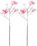 Sada umělé řezané Magnolie, 2 ks, růžová se zasněžením, 65 cm