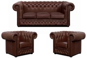 FN Sedací souprava Chesterfield Lord 3+1+1 kůže hnědá