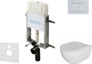 kielle Genesis New - Set předstěnové instalace, klozetu Oudee, Rimless, sedátka softclose a tlačítka Gemini New III, lesklý chrom 30528SZ08