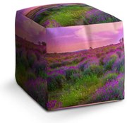 Sablio Taburet Cube Levandulové pole 2 - 40x40x40 cm