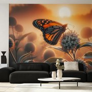 Fototapeta - Stěna plná květin - modrá (245x170 cm)